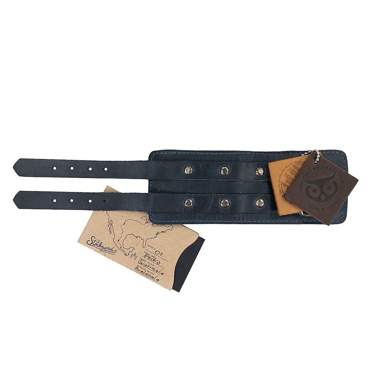 Hide & Drink, Stylish Wrist Wallet Cuff, Wristband with Secret Pouch, Cash Holder, Money Organizer, Full Grain Leather, Handmade,Slate Blue