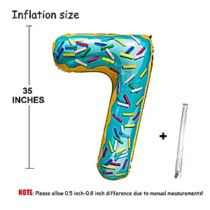 Number 7 Donut Balloon 40 Inches Large 7th Donuts Birthday Party Decorations Seven Donut Grow Up Themed Party Supplies 7 Sprinkle Party Decor for Girls Sweet Candy Ice Cream 7