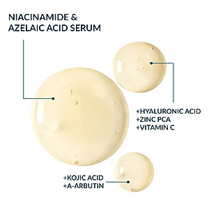 Niacinamide & Azelaic Acid Face Serum 12% - Natural Dark Spot Corrector & Hyperpigmentation Treatment, Brightening Serum, Manages Cystic Acne & Rosacea with Kojic Acid & A-Arbutin, 1 oz