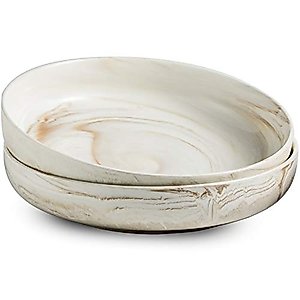 YHOSSEUN Ceramic Salad Bowl,10-inch Porcelain Serving Bowls for Pasta Fruit Snacks, 1.9 Quarts Large Stackable Dinner Serving Bowl Set of 2, Brown
