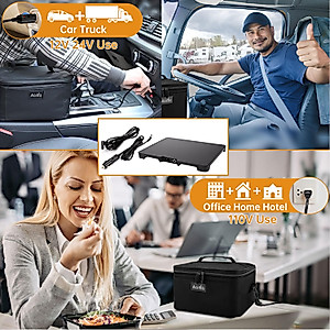 Aotto Portable Oven | 12V, 24V, 110V Car Food Warmer | Portable Mini Oven | Personal Microwave | Heated Lunch Box for Cooking and Reheating Food in Car, Truck, Travel, Camping, Work, Home