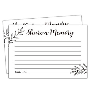 Share a Memory Cards, 50 Cards, Memory Card for Celebration of Life, Graduation, Wedding, Retirement, Going Away Party, 4inch x 6inch, White
