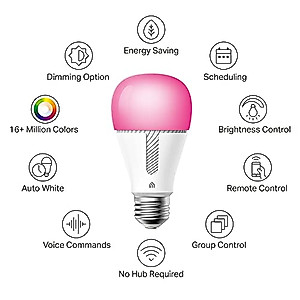 Kasa Smart Bulb, 1000 Lumens Full Color Changing Dimmable Smart WiFi Light Bulb Compatible with Alexa and Google Home, 11W, A19, 2.4Ghz only, No Hub Required, A Certified for Humans Device (KL135P4)