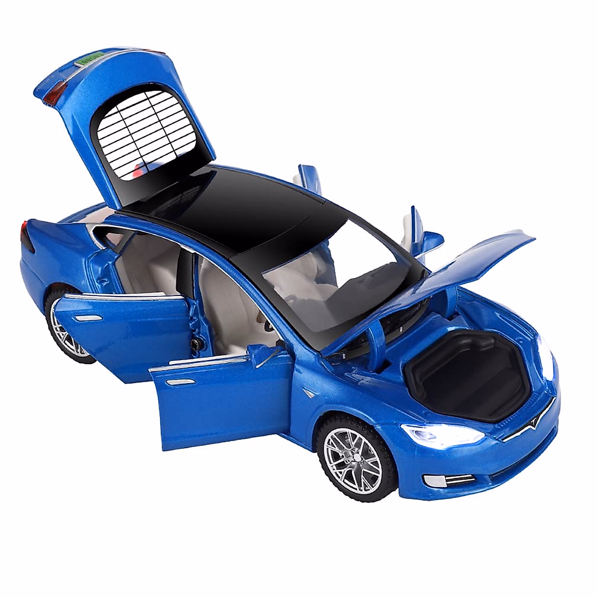 Model S Alloy Diecast Toy Car 1:32 Scale 3+ Years Old Boy Toy Model Car with Light and Sound,Blue