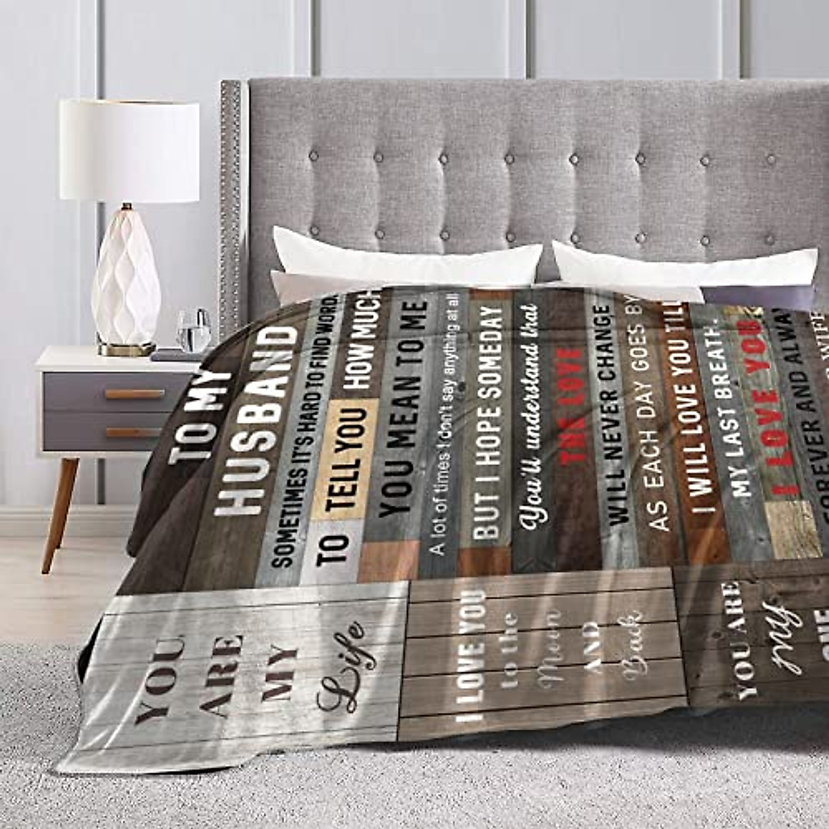 LLARREH to My Husband Blanket from Wife Throw Blankets for Couch Sofa Bed Warm Birthday Anniversary 50X60 Inch