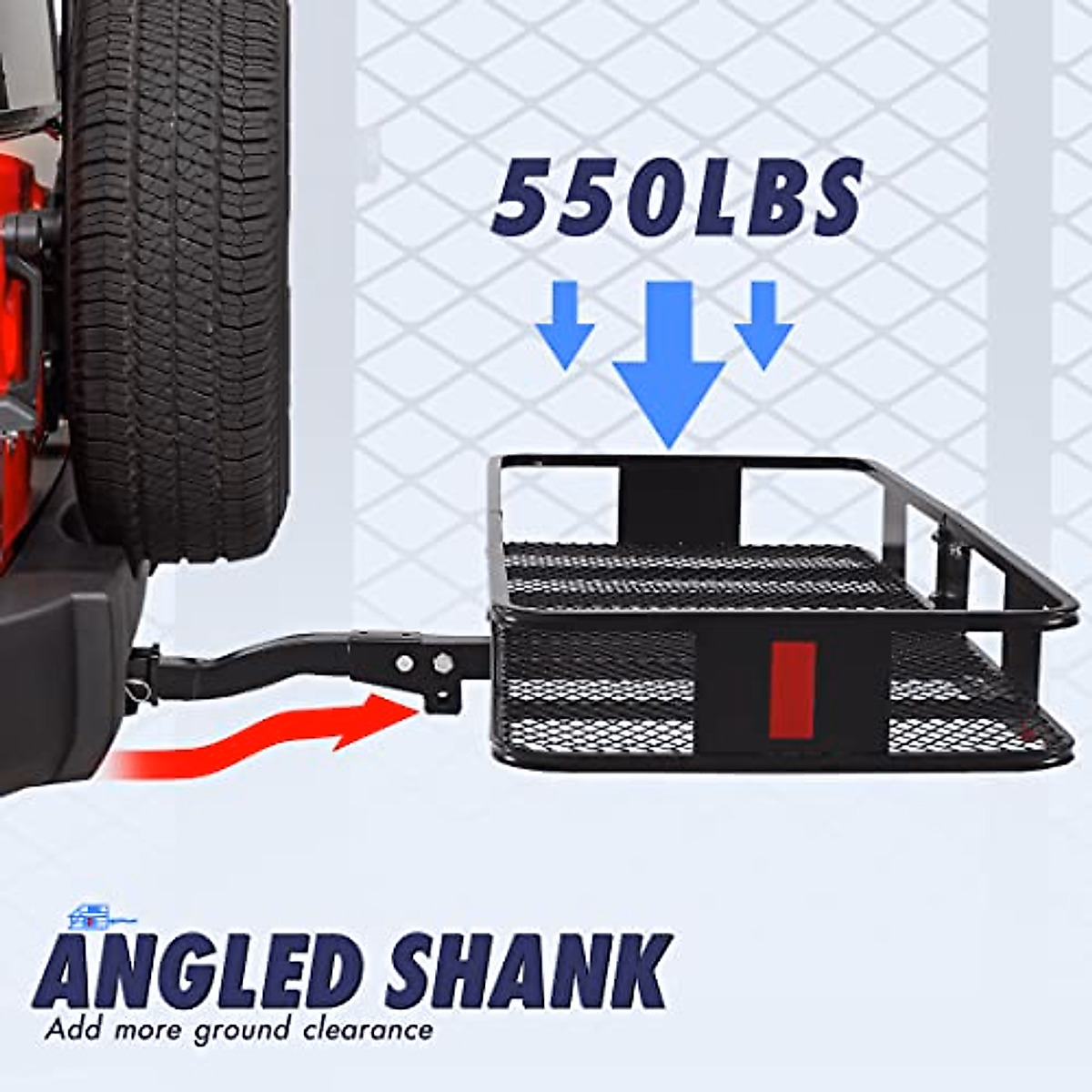 KING BIRD Folding Hitch Cargo Carrier 60x24x6 with 18 Cuft Waterproof Bag & Hitch Stabilizer& Ratchet Straps Fits to 2'' Receiver,550LBS Capacity Cargo Basket | Trailer Tow Hitch Cargo Carrier