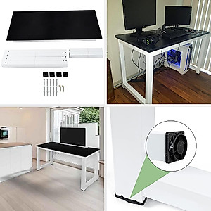 G-PLUS Computer Desk,Sturdy Small Home Office Writing Table,Black & White Modern Style Simple Gaming Study Table