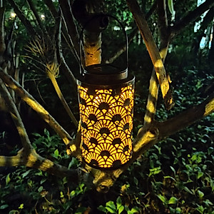 JOYBee 2pcs Solar Lantern Outdoor-Hanging Solar Lanterns- Waterproof Lantern Solar Lights Outdoor- LED Table Solar Lights for Patio Garden Courtyard Porch Courtyard Pathway Decorative