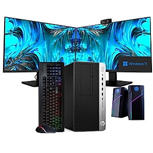 HP Workstation PC Desktop with NVIDIA GeForce K1200 4GB, Intel i7-8700, 32GB DDR4 RAM, 1TB SSD + 4TB HDD, Windows 11 Pro, Dual 22in LCD Monitors - for Creative Applications
