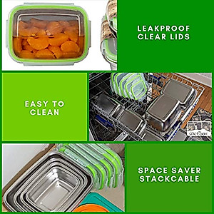 JaceBox Food Storage Containers - Stainless Steel 304 BPA FREE, Airtight, Leak Proof Set of 5 sizes Light and Easy BEnto Box Ready KEto Lifestyle Great for Meal Prep Lunch Box