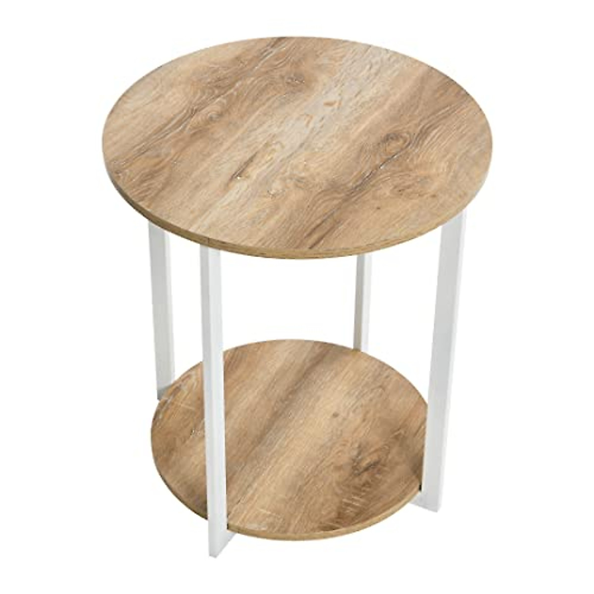 Household Essentials Coastal Oak Round End Table 2 Tier
