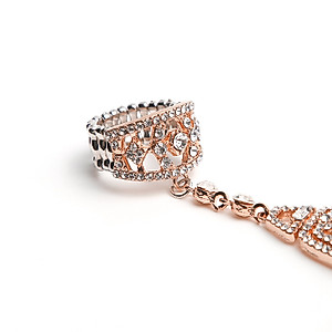 Metme 1920s Flapper Bracelet Ring Set Gatsby Accessories Imitation Pearl Crystal Bracelet Adjustable Ring