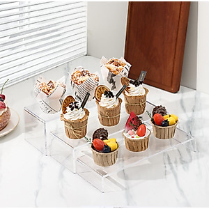 ANDGOO 2 Sets Large Acrylic Risers, Clear Rectangular Showcase Collectibles Display Shelf, Retail Desktop Display Stand for Organize and Decoration