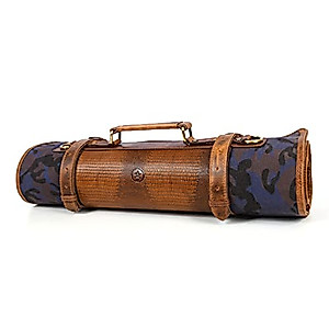 Leather Canvas Knife Roll Storage Bag Expandable 10 Pockets Detachable Shoulder Strap Travel-Friendly Chef Knife Case Roll By Aaron Leather Goods (Pittsburgh, Canvas Leather)