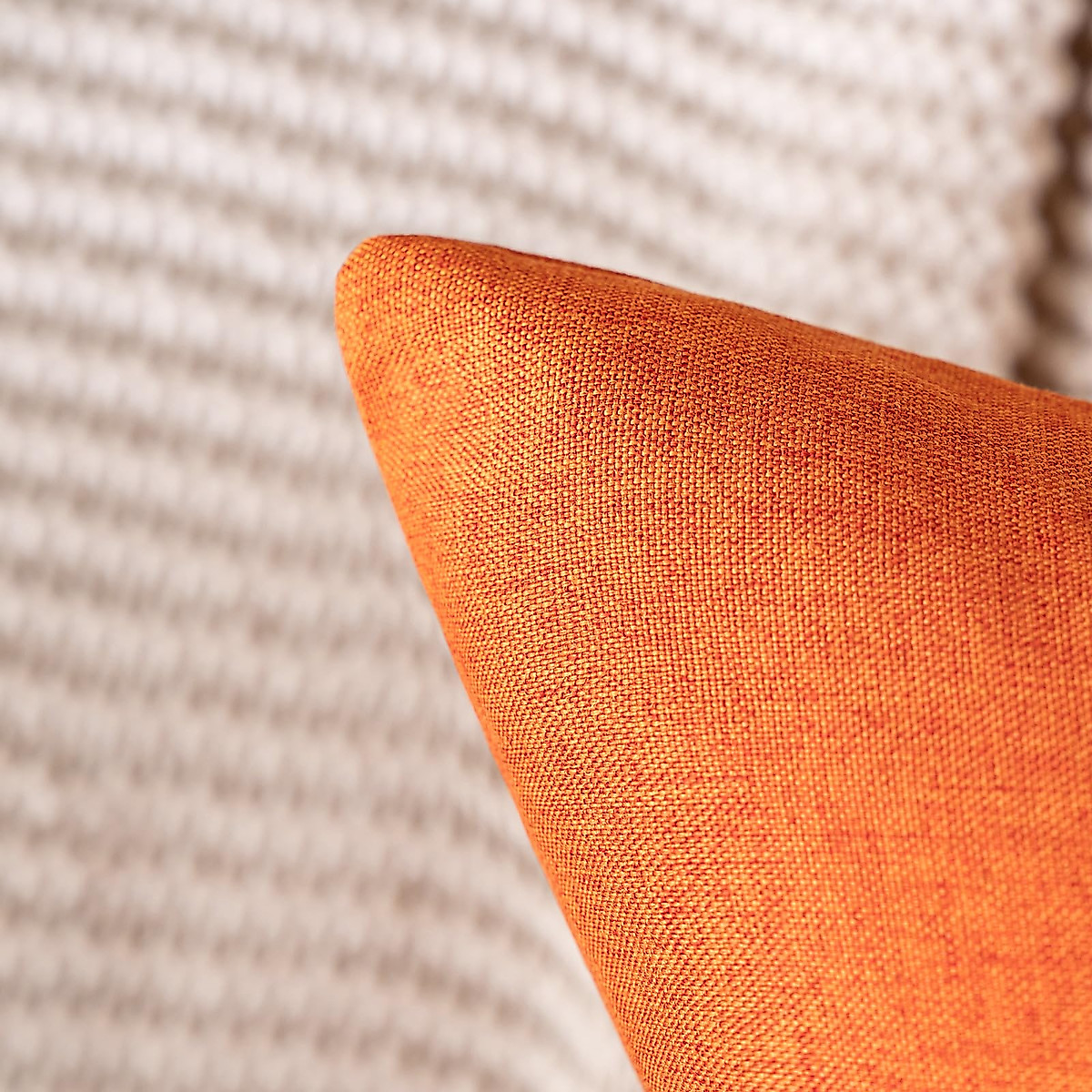 MIULEE Fall Pack of 2 Decorative Outdoor Solid Waterproof Throw Pillow Covers Polyester Linen Garden Farmhouse Cushion Cases for Patio Tent Balcony Couch Sofa 12x20 inch Bright Orange