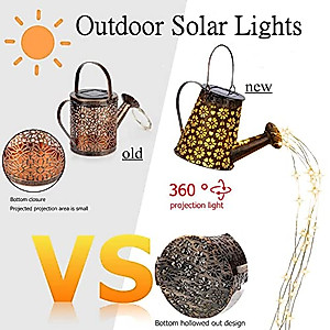 Solar Watering Can with Cascading Lights, Adorable Outdoor Hanging Solar Lantern, Durable Metal Waterproof Garden Lights Cute Addition for Garden Yards Rose Bush Patio Pathway Party