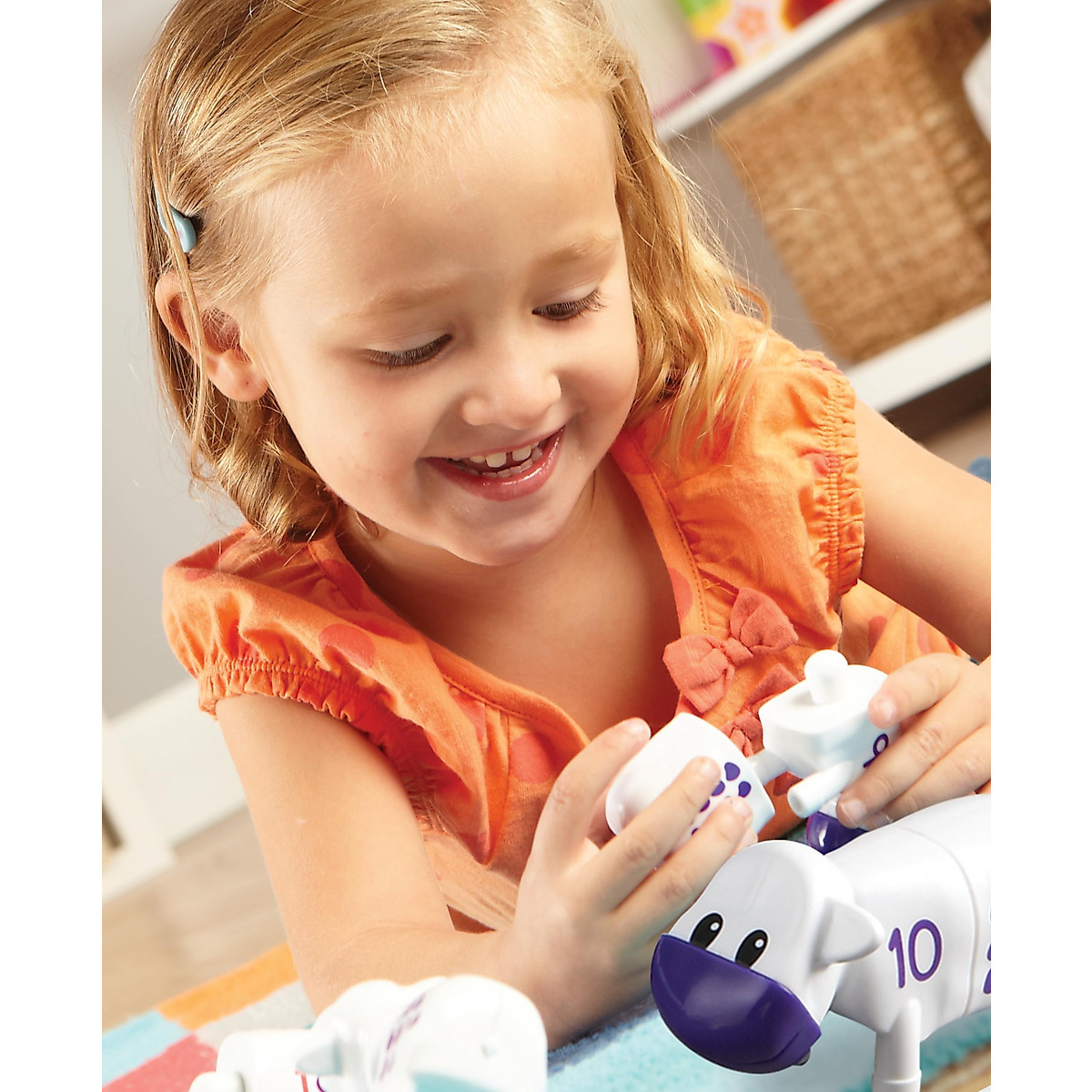 Learning Resources Snap-n-Learn Counting Cows Toy Set,Develops Color Recognition, Counting & Sorting Set, Farm Animals, 20 Pieces, Ages 18+ months
