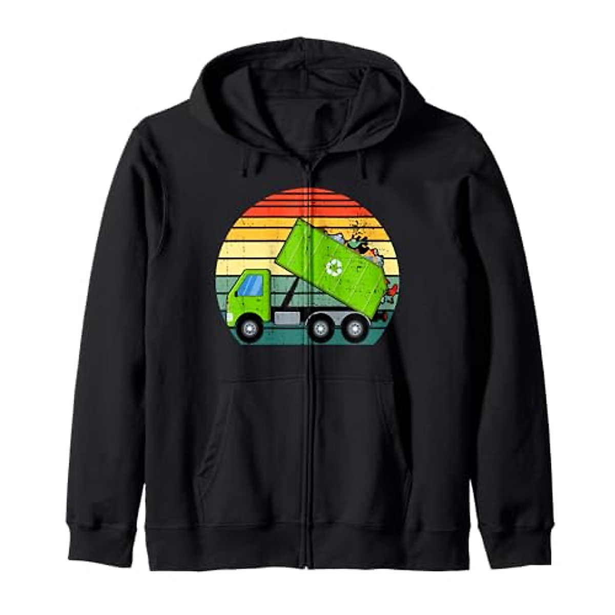 Retro Garbage Truck Waste Management Tee Boys Toddlers Kids Zip Hoodie