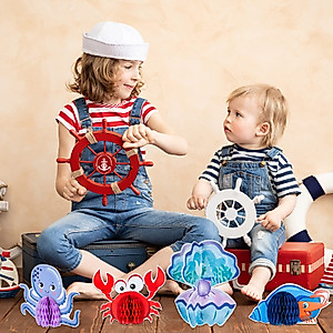 12 Pieces Under The Sea Party Decorations Ocean Sea Animal Honeycomb Centerpiece Ocean Themed Party Table Decoration Fish Sea Creature Mermaid Birthday Centerpiece for Beach Baby Shower Party Supplies