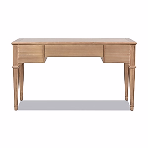 Jennifer Taylor Home JTH Luxe Dauphin 55" 3-Drawer Wood Executive Desk, Natural Brown Wood