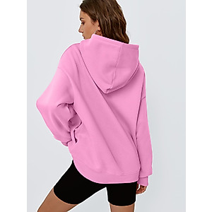 Trendy Queen Womens Oversized Hoodies Fleece Hooded Sweatshirts Casual Pullover Fall Winter Outfits Long Sleeve Tops 2025 Pink M