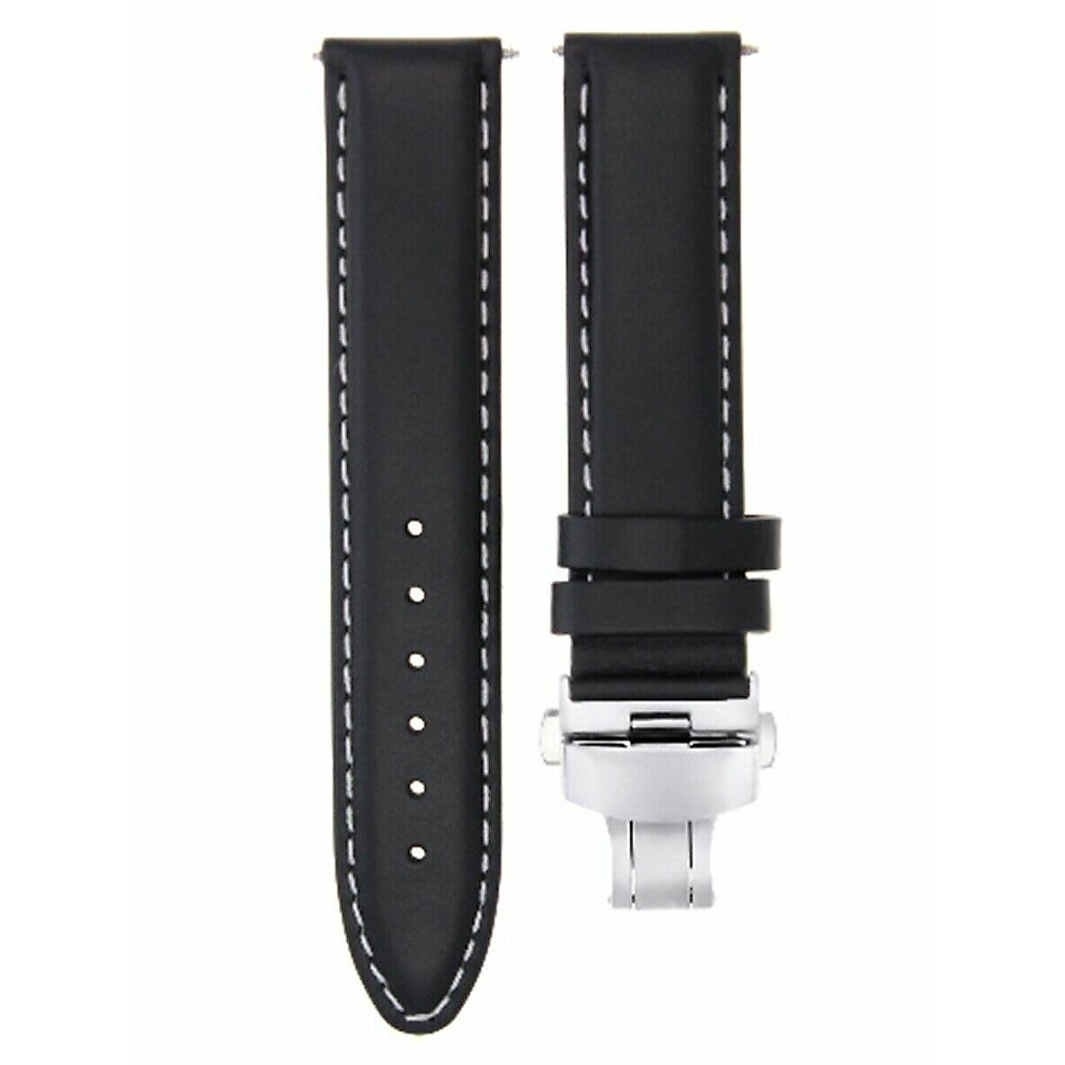 Ewatchparts 20MM SMOOTH LEATHER WATCH BAND STRAP BRACELET DEPLOYMENT CLASP COMPATIBLE WITH IWC BLACK WS