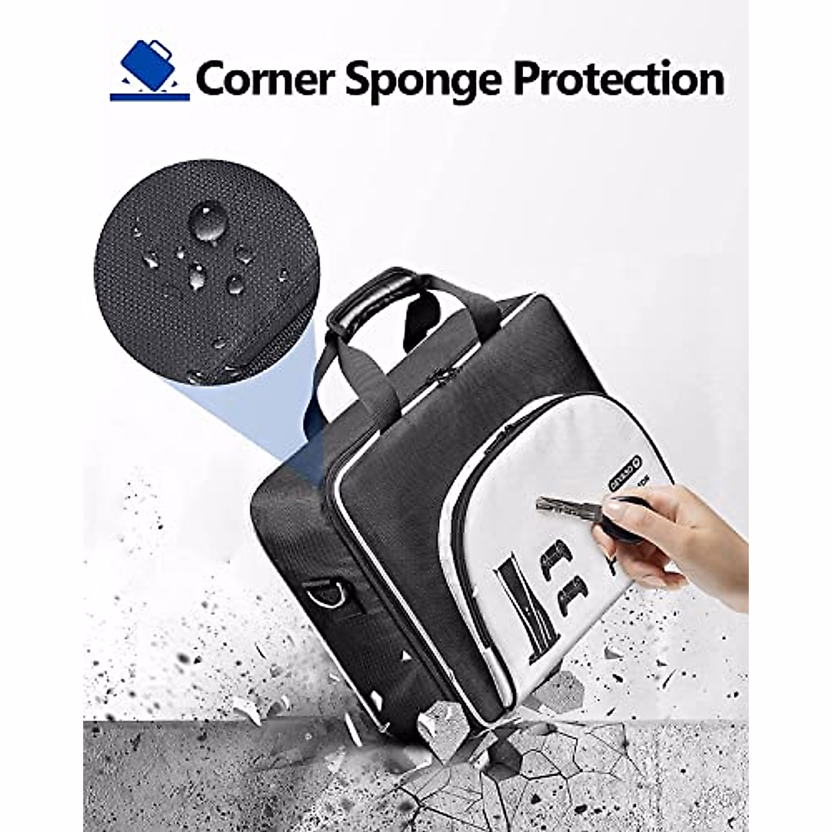 DEVASO PS5 Carrying Case, Travel Case for Playstation 5 Console and PS5 Disk/Digital Edition, Large Capacity Storage Bag for Games Accessories(Black&White)