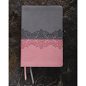 NIV, Life Application Study Bible, Third Edition, Large Print, Leathersoft, Gray/Pink, Red Letter, Thumb Indexed