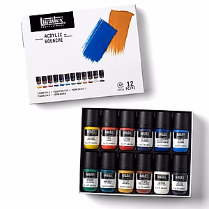 Liquitex Professional Acrylic Gouache Paint, 12 x 22ml (0.74-oz), Essentials Set