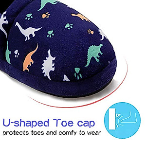 MIXIN Little Kids Boys Indoor House Slip-on Slippers Soft Kids Slippers Boys with Warm Memory Foam Dark Blue 4-5 Big Kid