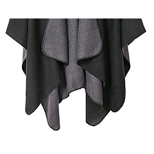 Urban CoCo Women's Color Block Shawl Wrap Open Front Poncho Cape (Series 7-Black)