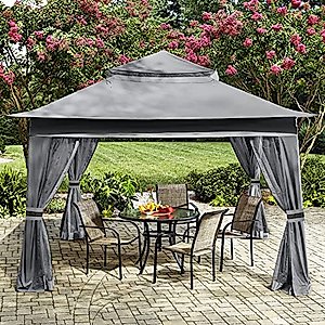 MASTERCANOPY Patio Gazebo Outdoor Pop Up Gazebo with Mesh Walls (13x13 Dark Gray)