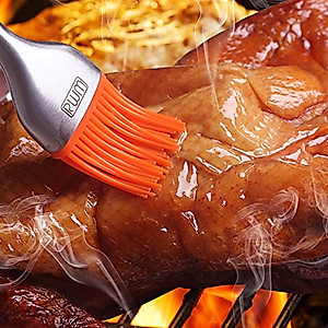 Rwm Basting Brush - Grilling BBQ Baking, Pastry and Oil Stainless Steel Brushes with Back up Silicone Brush Heads(Orange) for Kitchen Cooking & Marinating, Dishwasher