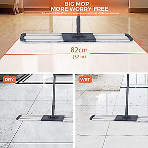 Dust Mop for Hardwood Floors 36" Commercial Industrial Cotton Floor Dust Mop with Extra 3 Mop Refill Pads 61 Inch Long Handle for Cleaning Office Garage Hardwood Warehouse Factory Mall Deck