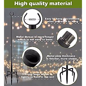 Eazielife Sprimden Outdoor String Light Pole, 10 FT Heavy Duty Hanging Light Stand Pole for Outside Garden Lawn, Patio, Christmas, Wedding, Party (2 Packs)