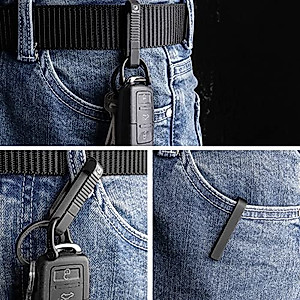 TISUR Belt Loop Keychain Clip, Titanium Key Fob Holder with detachable black Titanium key ring for duty belt, Car key Chain Gifts for Men Women (RK1+D)