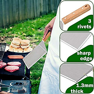 Metal Spatula Set of 2, Leonyo Stainless Steel Griddle Hamburger Spatula, as Barbecue Turner Grilling BBQ Griddle Accessories, Triple Rivets & 2 x S Hook, Heavy Duty & Easy Press, Smash Burgers