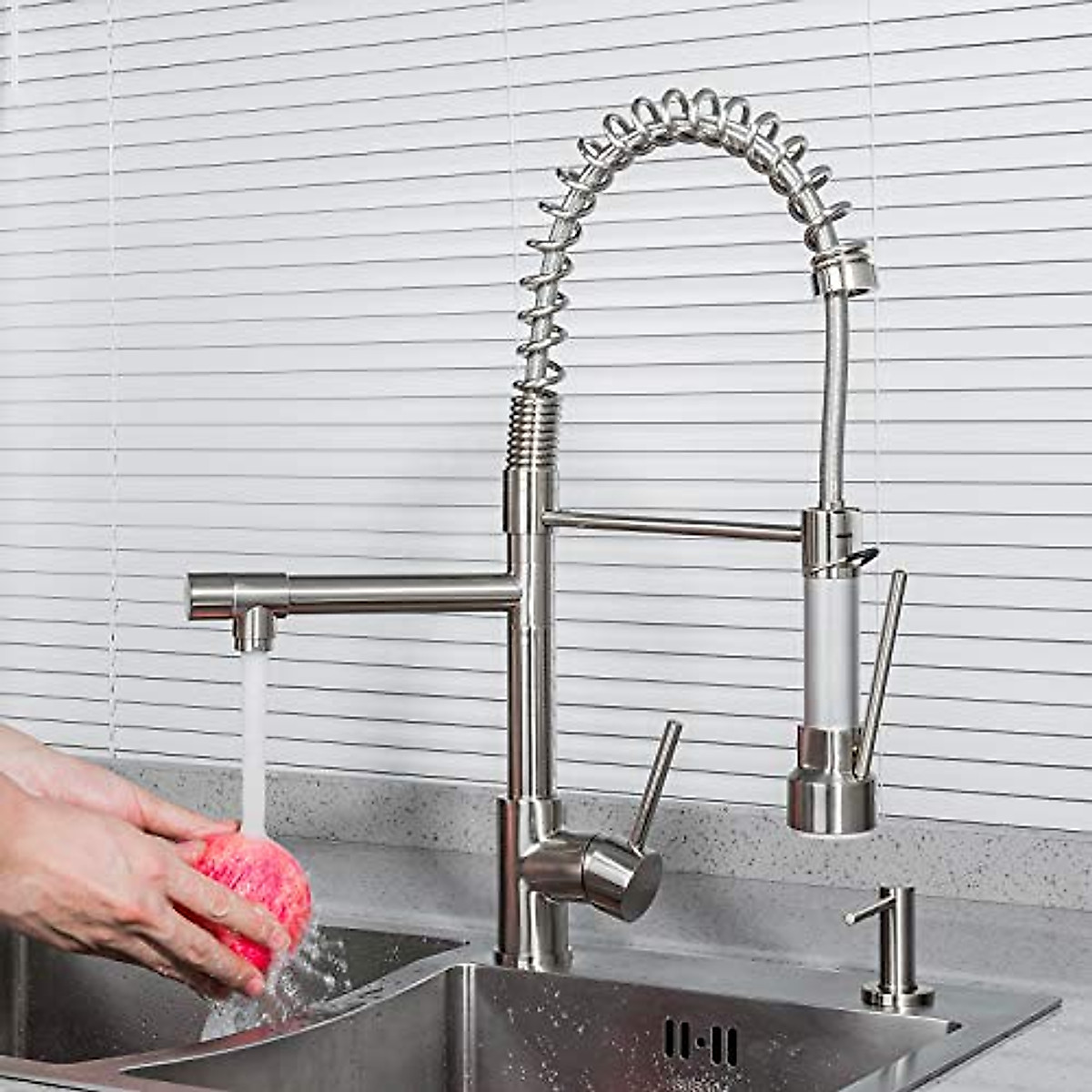 Kitchen Faucet with Pull Down Sprayer Contemporary Single Handle Kitchen Sink Faucet GAPPO Solid Brass Spring Kitchen Faucet Brushed Nickel
