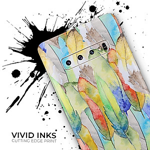 DesignSkinz Vivid Watercolor Feather Overlay Protective Vinyl Decal Wrap Skin Cover Compatible with The Samsung Galaxy S20 (Screen Trim & Back Glass Skin)