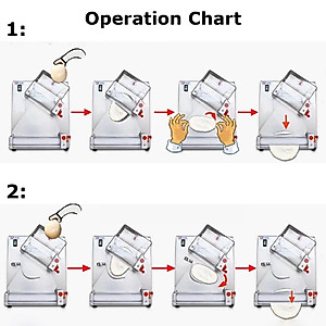 EQCOTWEA Electric Pizza Dough Roller Sheeter Machine 16in Pizza Dough Ball Press Machine Automatic Pizza Dough Rolling Press Machine 370W Stainless Steel Pasta Bread Maker for Commercial and Home 110V