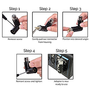 LyxPro XLR Angle Adapter Dual Male and Female can be positioned to 4 Different Angles Right Left and 90 Degree Great for Mixers That Interfere with Other Applications