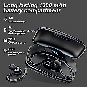 T82-Bluetooth 5.3 Wireless Earbuds-IPX7 Waterproof ENC Noise Canceling Earbuds, 120 Hours Play Time HI-FI Bluetooth Headphones, 2.0 Level Deep Bass Suitable for Sports Listen to Music (Black*1)