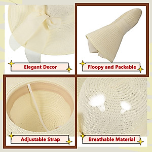 Tigeen 24 Pcs Sun Straw Hats for Women Bowknot Wide Brim 22.1-22.4 Inches Foldable Women's Floppy Hat Uv Protection UPF 50+ Summer Beach Cap for Girls Ladies, 12 Colors Multicolor