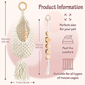 97 DECOR Rat Hammock for Cage - Hamster Hammock, Ferret Hammock for Cage Sleep Sack, Guinea Pig Hide, Hanging Hamster Beds, Small Animal Hammocks for Rats & Ferrets, Pet Rat Cage Accessories (Macrame)