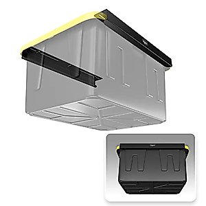 Koova Overhead Bin Rack for One Bin | Overhead Garage Storage Rack to Mount on Ceiling with Adjustable Width | Supports Most Black and Yellow Storage Bins | 1 Set