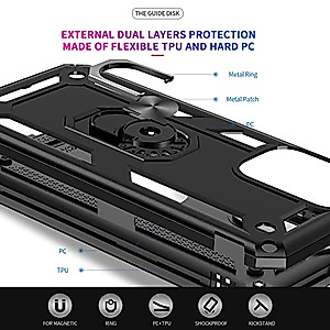 LeYi for Galaxy A23 5G Phone Case, Samsung Galaxy A23 5G Case with [2 Pack] Tempered Glass Screen Protectors, Heavy Duty Protective Phone Case with Magnetic Ring Stand for Samsung A23 5G, Black