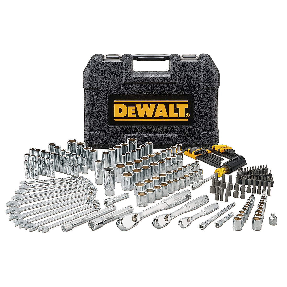 DEWALT Mechanics Tool Set, 1/4" & 3/8" & 1/2" Drive, SAE/Metric, 205-piece (DWMT81534) and 20V MAX Cordless Drill and Impact Driver, Power Tool Combo Kit with 2 Batteries and Charger (DCK240C2)