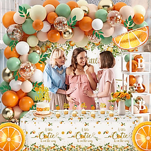 Little Cutie Baby Shower Decoration Cuties Orange Theme Birthday Party Supplies A Little Cutie is On The Way Backdrop Tablecloth Baby Boxes Balloon Garland for Tangerine Fruit 1st Baby Shower (Orange)