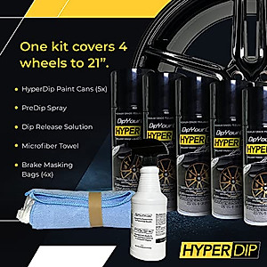 DipYourCar HyperDip Wheel Paint Kit, DIY Set of Rim Paint, Sprayable Automotive Dip Coat, Peelable Protection for Car Rims, Paint for Rims, Gloss Coat Spray - (Piano Black)