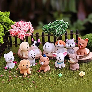LONCESS Fairy Garden Accessories, 12 Pcs Dog Miniature Figurines, Realistic Animals Dog for Fairy Garden, Miniature Terrarium Crafts,Ornament for Home Office, Cake Toppers